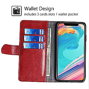 Fansipro Wallet Folio Case for Oppo Reno 2 F, Premium PU Leather Slim Fit Cover for Reno 2 F, 3 Card Slots, Good Design, Red
