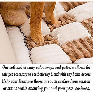 Funny Fuzzy Couch Cover,Funnyfuzzy Cream-Coloured Large Plaid Square Pet Mat Bed Couch Cover,Funny Fuzzy Pet Couch Cover, Cozy Plush Non Slip Couch Cover, Dog Couch Cover Protector (19.6*19.6 inch, A)