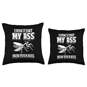 Praying Mantis Gifts & Accessories Funny Praying Mantis-I Didnt Fart My Butt Blew You A Kiss Throw Pillow, 16x16, Multicolor