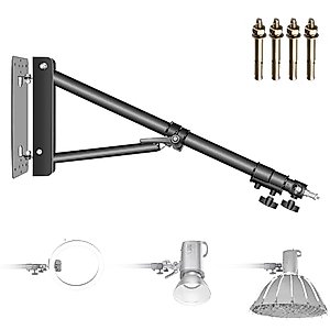 Neewer Triangle Wall Mount Arm for Photography Studio Strobe Monolight Softboxes Umbrellas Reflectors Flexible Rotation 180 Degrees Maximum Length 180 cm (Black)