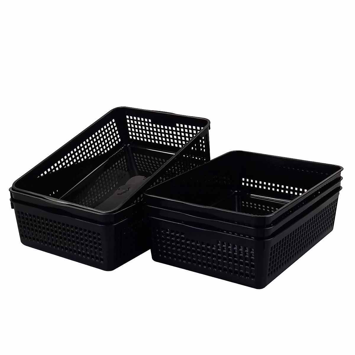 Hommp 6-Pack Plastic Paper Storage Baskets Trays, Black A4 Storage Basket