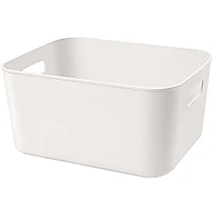 Amyup Set Of 2 Plastic Storage Bins,10.5×8×5.5" Versatile Kitchen Pantry Organization and Storage,for Plastic Storage Container Under Bed,Under Sink Bathroom Organizer (2 Pack Medium, White)