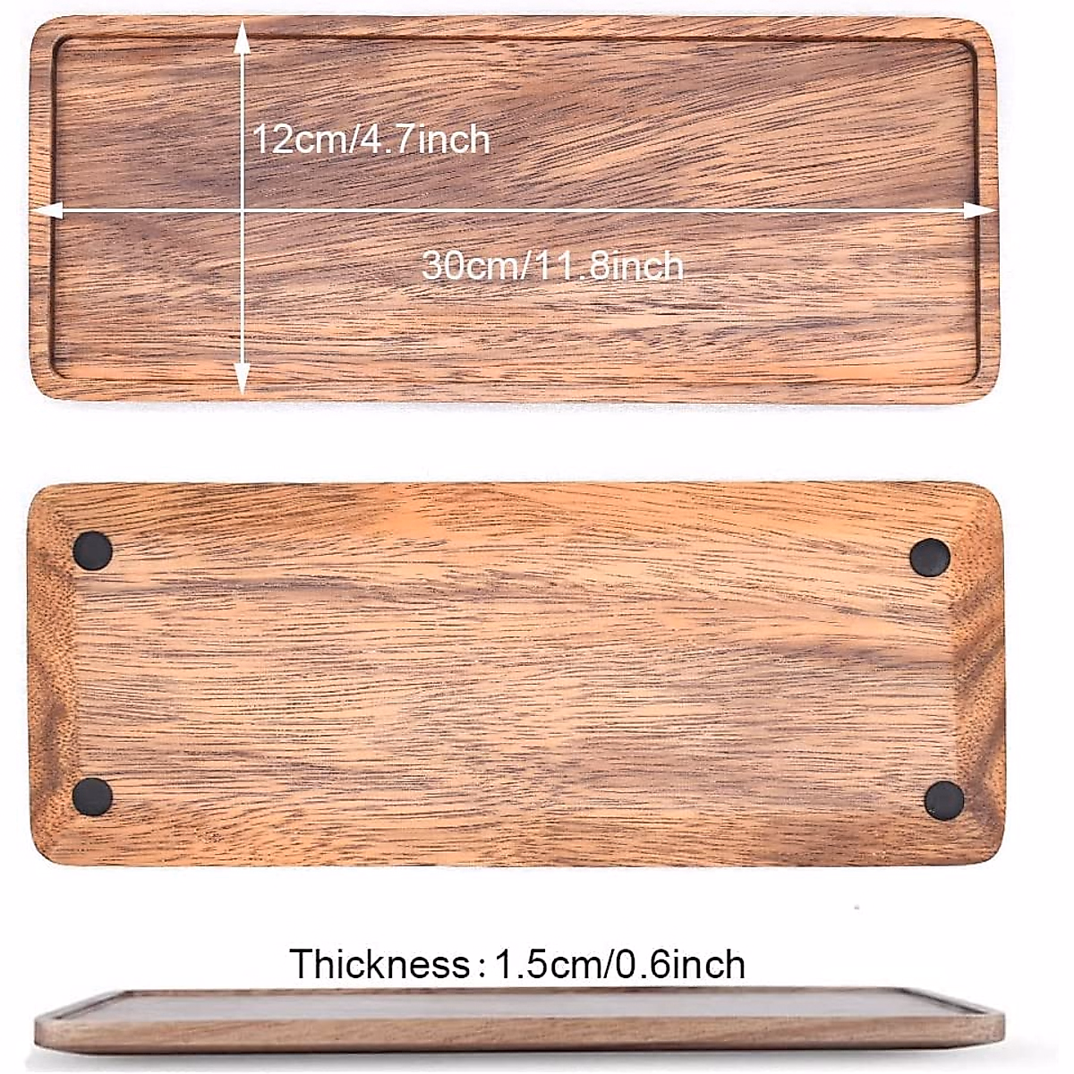 YUANQIAN Solid Acacia Wood Serving Trays Rectangular Wooden Serving Platters for Home Decor, Food, Vegetables, Fruit, Charcuterie, Appetizer Serving Tray, Cheese Board(1Pcak,11.8 X 4.7 inch)