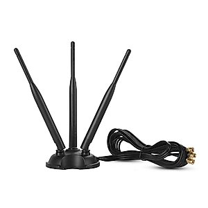 TECHTOO WiFi Antenna Dual Band 2.4GHz - 5.8GHz with RP-SMA Connector Treble Antenna Magnetic Base for Wireless Network Router - USB Adapter - PCI PCIe Cards - Signal Booster - Wireless Range Extender