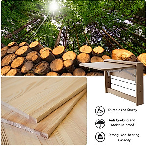 SKVSKV Folding Wall Table, Fold Down Table Wall Mounted, Floating Desk for Wall, Functional Hanging Desk for Home Office Workstation, Laundry Room, Kitchen Dining (24.8 * 16.3inch, Wood Color)