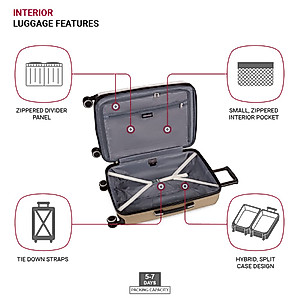 SwissGear Duet Hardside Expandable Luggage with Spinner Wheels, Ivory/Taupe, Checked-Medium 24-Inch