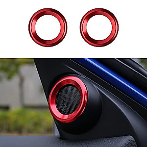 Thenice for 10th Gen Civic Door Audio Speaker Rings Anodized Aluminum A-Pillar Loudspeaker Decorations Circle Trims for Honda Civic 2016 2017 2018 2019 2020 2021 -Red