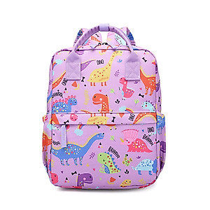 THE Crafts Cute Toddler Preschool Backpack Dinosaur Unicorn School Book Bag for Girls, Boys, Kids, Kindergarten Nursery Travel Bag with Chest Strap(Purple Dinosaur)