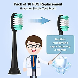 Everystep Replacement Toothbrush Heads Compatible with AquaSonic Black Series 10 Pack for Vibe Series Black Series pro, and for Duo Series pro Electric Toothbrush Black