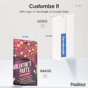Possibox Custom Credit Card USB Flash Drive 32GB Imprinted with Your Logo - as Promotional Gift - Bulk - Customizable 100 Pack