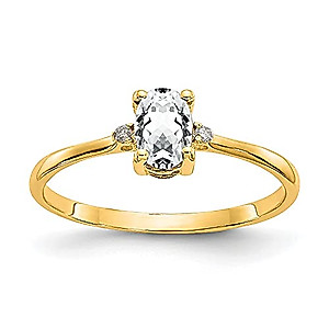 IceCarats 10K Yellow Gold Diamond White Topaz Ring Gemstone Band April Birthstone Jewelry Size 6