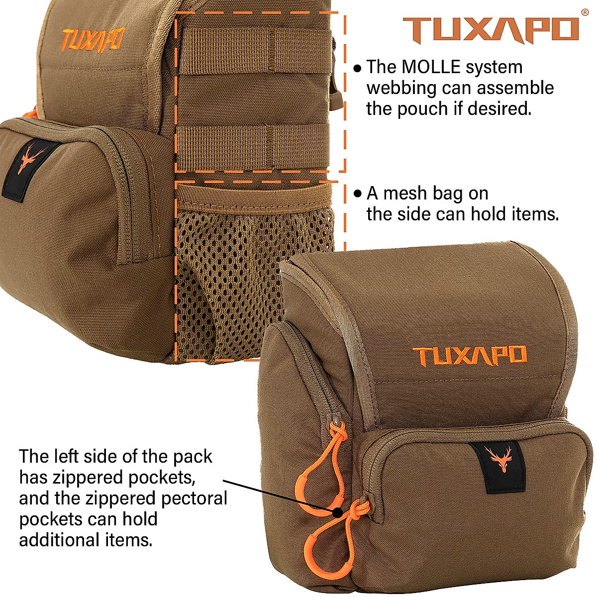 Tuxapo Binocular Harness Chest Pack with Rangefinder Pouch Bino Case for Hunting Hiking Shooting