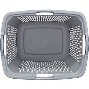 Plastic Laundry Basket 2.5 Bushel, Soft Silver