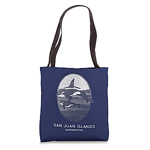 San Juan Islands Washington Orca Whale Souvenir Design Tote Bag