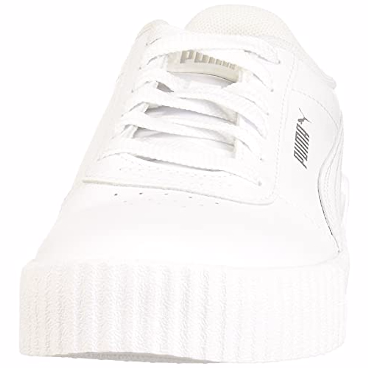 PUMA Women's Carina Sneaker, Puma White-puma White-puma Silver, 8.5 US
