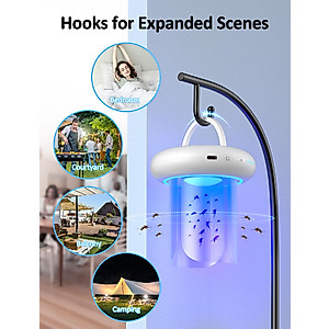 Camfeast 360° Flying Insect Trap with 60h USB Rechargeable Battery, Get-rid Food, Plant Fruit-Fly Killer, Night Light Catcher for Gnat, Noseeum, Flies, Housefly, Trap on Indoor House, Insectos Trampa