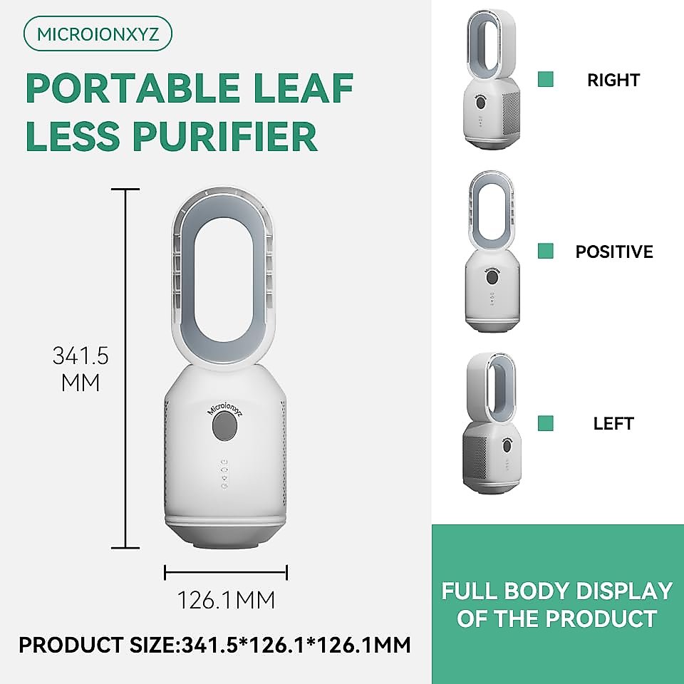 Microionxyz F8-AR Anion fans，air purifier machine ，No Consumables，Remove smoke，pollen，odor，suitable for Living room, office,automotive，travel，petting room, (F8-purifier)