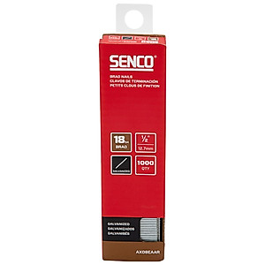 SENCO AX08EAAR 1/2" 18 Gauge Brad Nails, Galvanized Finish 1,000 Count Pack