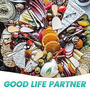 LifeMusican Wooden Cheese Spreader Knive Set,Wood Handle Butter knives For Cheese Charcuterie Board Accessories Kit, Mini Cheese Knife Slicer With Tongs, Spoons, Forks,Honey Dipper (23 Pack)