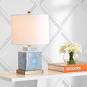 JONATHAN Y JYL3044A Catherine 22" Ceramic/Metal Ginger Jar LED Table Lamp Contemporary Transitional Bedside Desk Nightstand Lamp for Bedroom Living Room Office College Bookcase, Blue/White