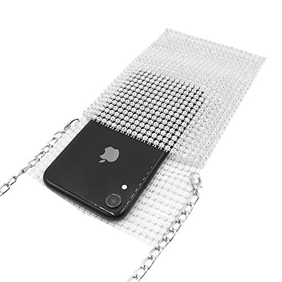 AIBEARTY Women Girls Sparkly Rhinestone Cell Phone Purse Mini Crossbody Bag Evening Clutch Shoulder Bag with Metal Chain