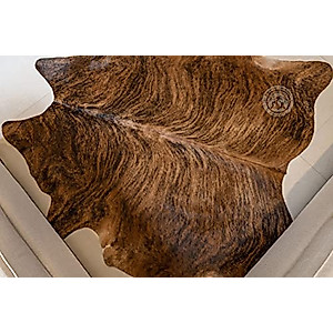 Genuine Brindle Reddish Cowhide Rug Large Size 6 x 6-7 ft. 180 x 210 cm