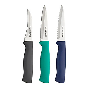 Farberware Stainless Steel Chef Knife Set, 3-Piece, Blue
