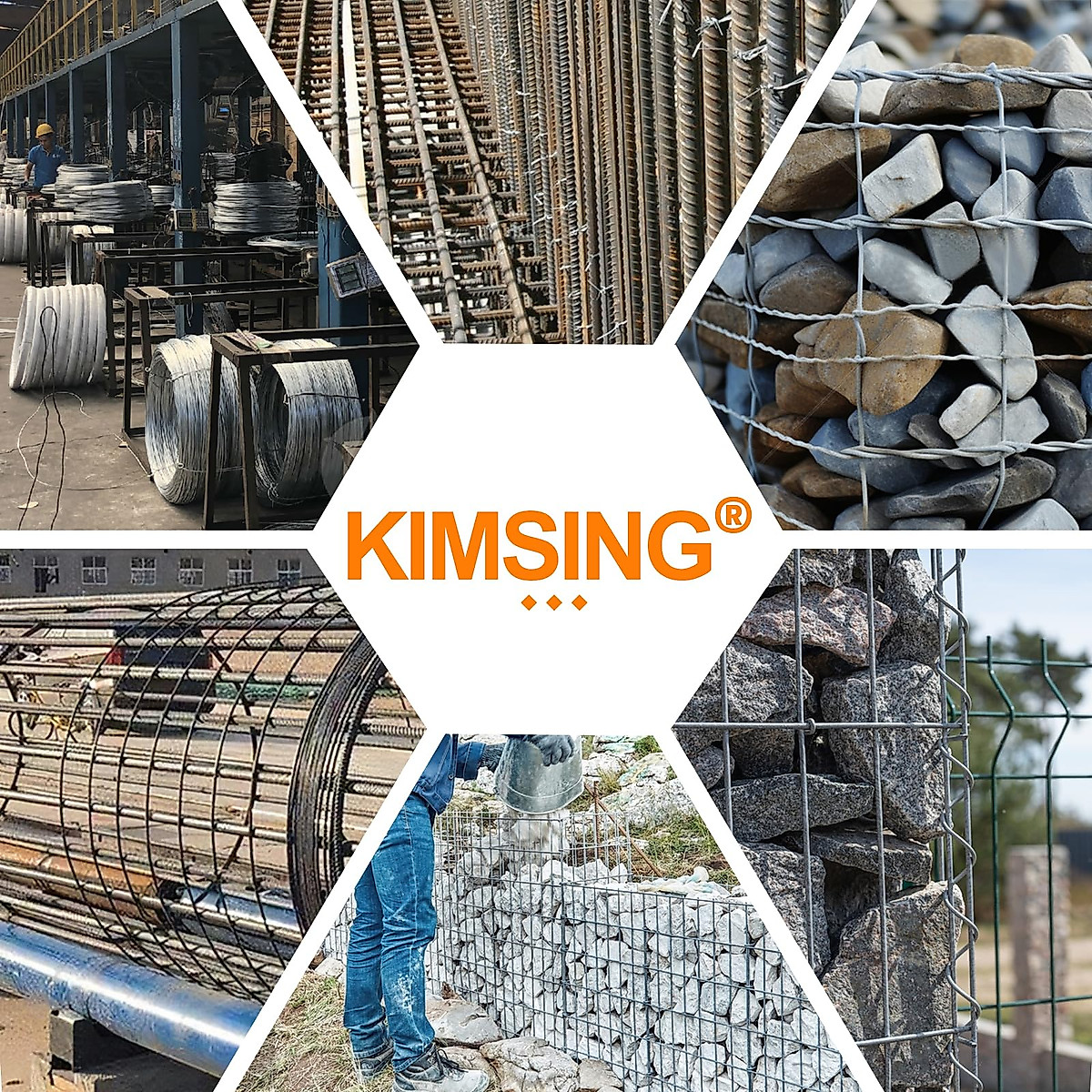 KIMSING 11 Gauge C50 Zinc-Aluminum Alloy Hog Ring Staples 1-3/4" (45 mm) Crown, 1600 PCS/Box, C Ring Staples Fasteners for Heavy Duty Wire Fencing, Gabion