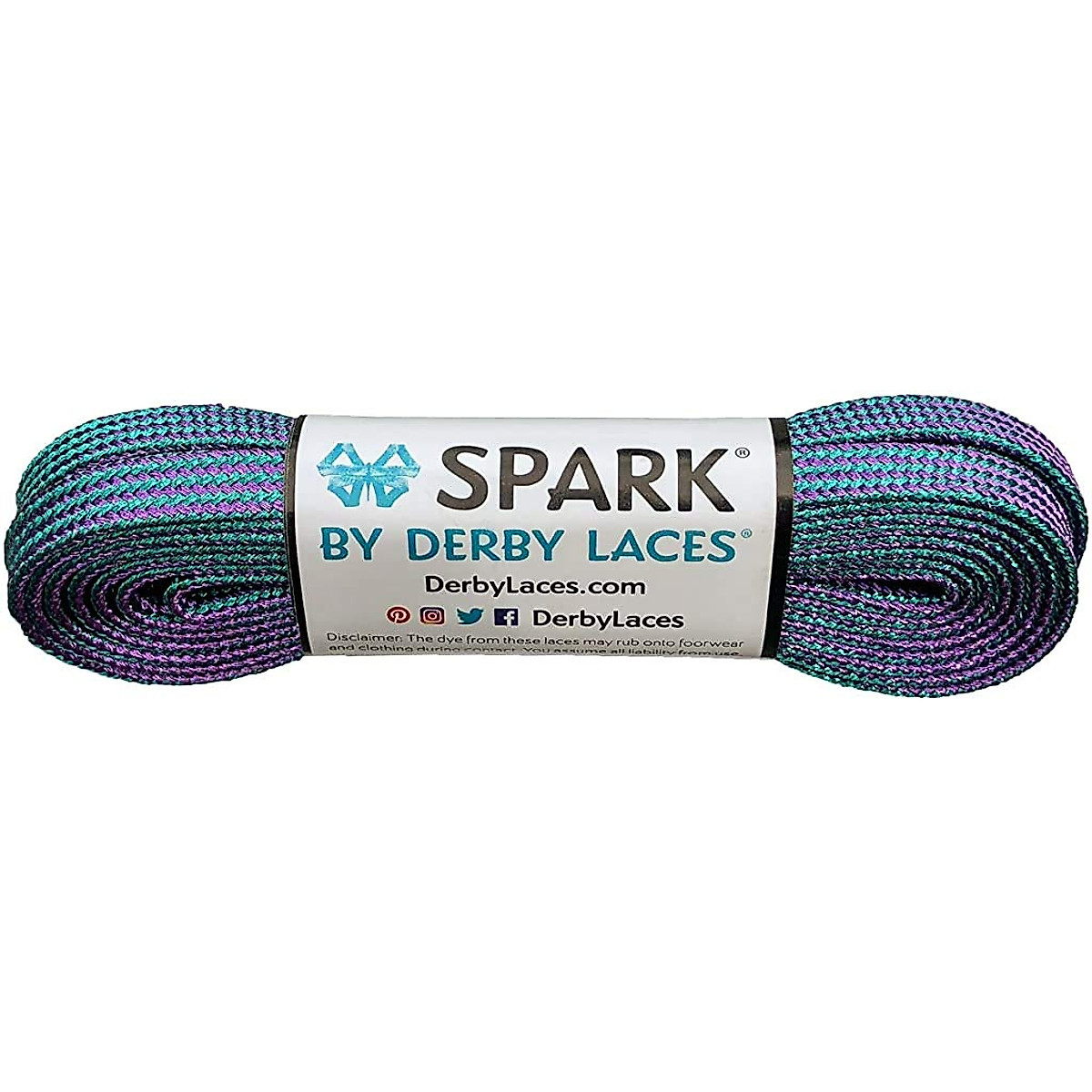 Derby Laces Spark Purple and Teal Stripe Shoelace, for Shoes, Skates, Boots, Roller Skating, Roller Derby, Hockey and Ice Skates (96 Inch / 244 cm)
