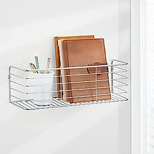 mDesign Wide Metal Wall Mount Decor Storage Organizer Display Shelf - Hang in Bathroom, Kitchen, Entryway, Hallway, Mudroom, Bedroom, Laundry Room - Concerto Collection, 2 Pack - Chrome