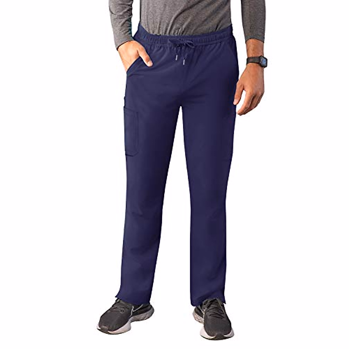 Adar Addition Scrubs for Men - Slim Leg Cargo Drawstring Scrub Pants - A6106 - Navy - M