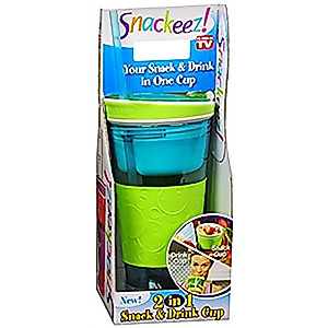 Snackeez Travel Cup Snack and Drink in One Container Green/Blue