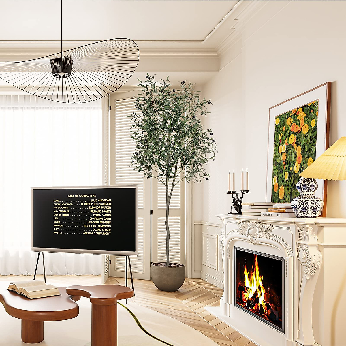 VIAGDO Artificial Olive Tree 6ft Tall Fake Potted Olive Silk Tree with Planter Large Faux Olive Branches and Fruits Artificial Tree for Home Office Living Room Decor Indoor, 1176 Leaves