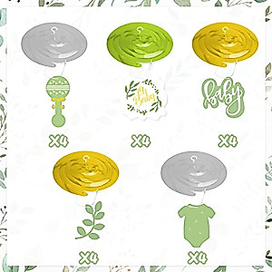 20Pcs Greenery Baby Shower Hanging Swirls Decorations, Sage Green Oh Baby Ceiling Hanging Streamers for Neutral Jungle Woodland Gender Reveal Sage Wedding Bridal Shower Birthday Safari Party Supplies