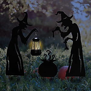 Kurala Halloween Solar Light Outdoor, Witch Shaped 3 Pack Retro Warm White LED Lights Waterproof, Stake Lights for Walkway, Yard, Lawn, Patio, Porch, Garden Decoration.