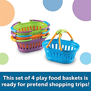 Learning Resources New Sprouts Stack of Baskets - 4 Pieces, Ages 18 mos+ Toddler Pretend Play Toys, Play Grocery Basket, Perfect for Easter Baskets