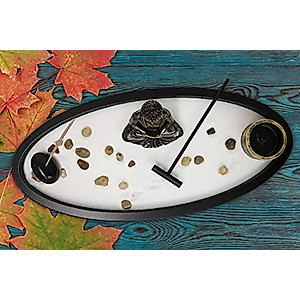 Japanese Zen Garden Kit Home Decor - Buddha Incense Stick Holder Office Desk Accessories - Zen Garden Sand Corner Desk Office Decor - Buddha Statue Table Top - 13.5" x 6.25" x 5"
