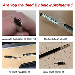 Bueart Design PRECISION Concealer brush for eyebrows Dual Ended Detail Flat Eyeliner definer Brow Brush with spoolies for eyebrow eyelash Spiral Brush Spoolie Mascara Brush