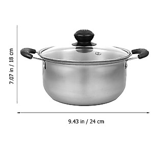 Operitacx Saucepan Pasta Pot Noodle Pot with Lid Handles Stainless Steel Stock Pot Metal Stew Pot Ramen Cooker for Boiling Water Milk Sauce Gravies Noodles 18cm Hot Pot
