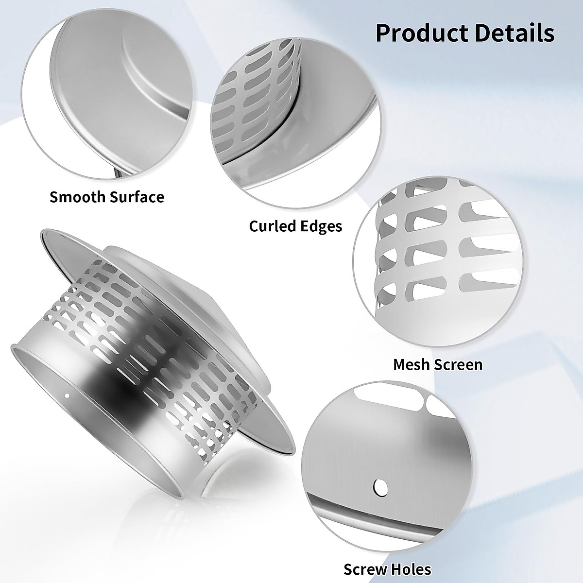 Singvon 6 Inch Round Chimney Cap, 304 Stainless Steel Chimney Cover with Screen, Stove Pipe Chimney Cap, Silver