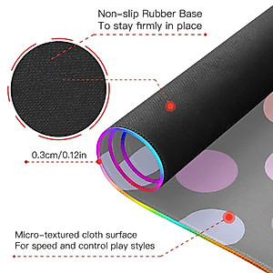 Polka Dot Wireless Charging Mouse Pad for Mobile Phone Extra Large Gaming Mousepad with 13 Lighting Modes Keyboard Mat for Office Home Gaming MacBook PC Laptop Desk