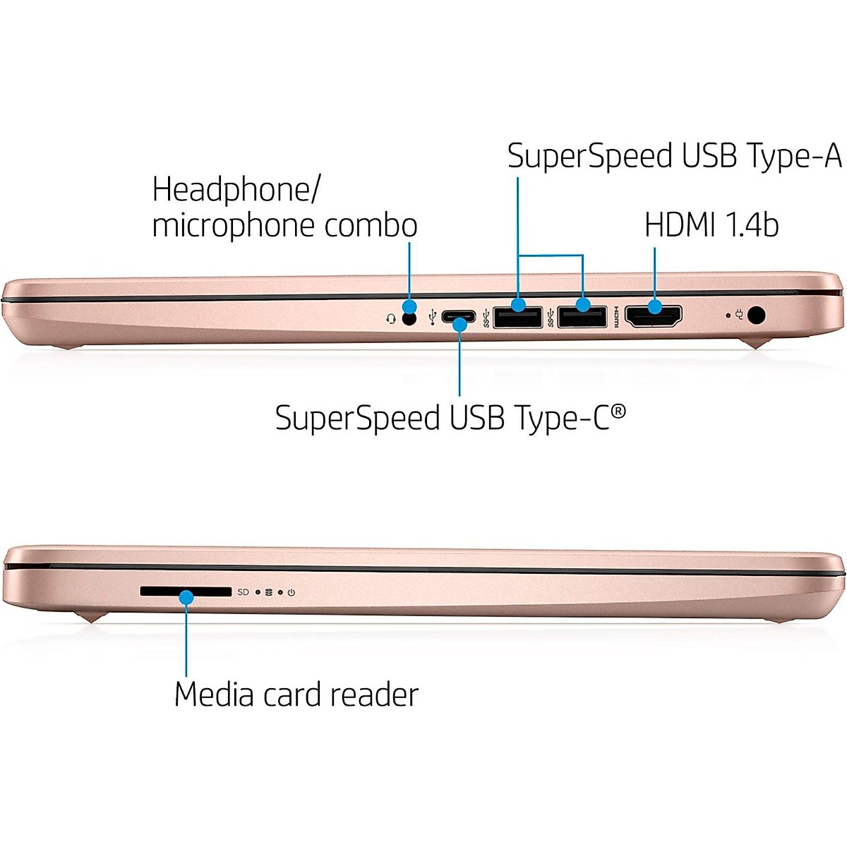 hp Newest Stream 14" HD SVA Laptop Computer, Intel Celeron N4000 Processor, 8GB RAM, 128GB Space(64GB eMMC+64GB MSD), Office 365, HDMI, USB-C, Windows 10, Rose Gold, AllyFlex MP, Online Class