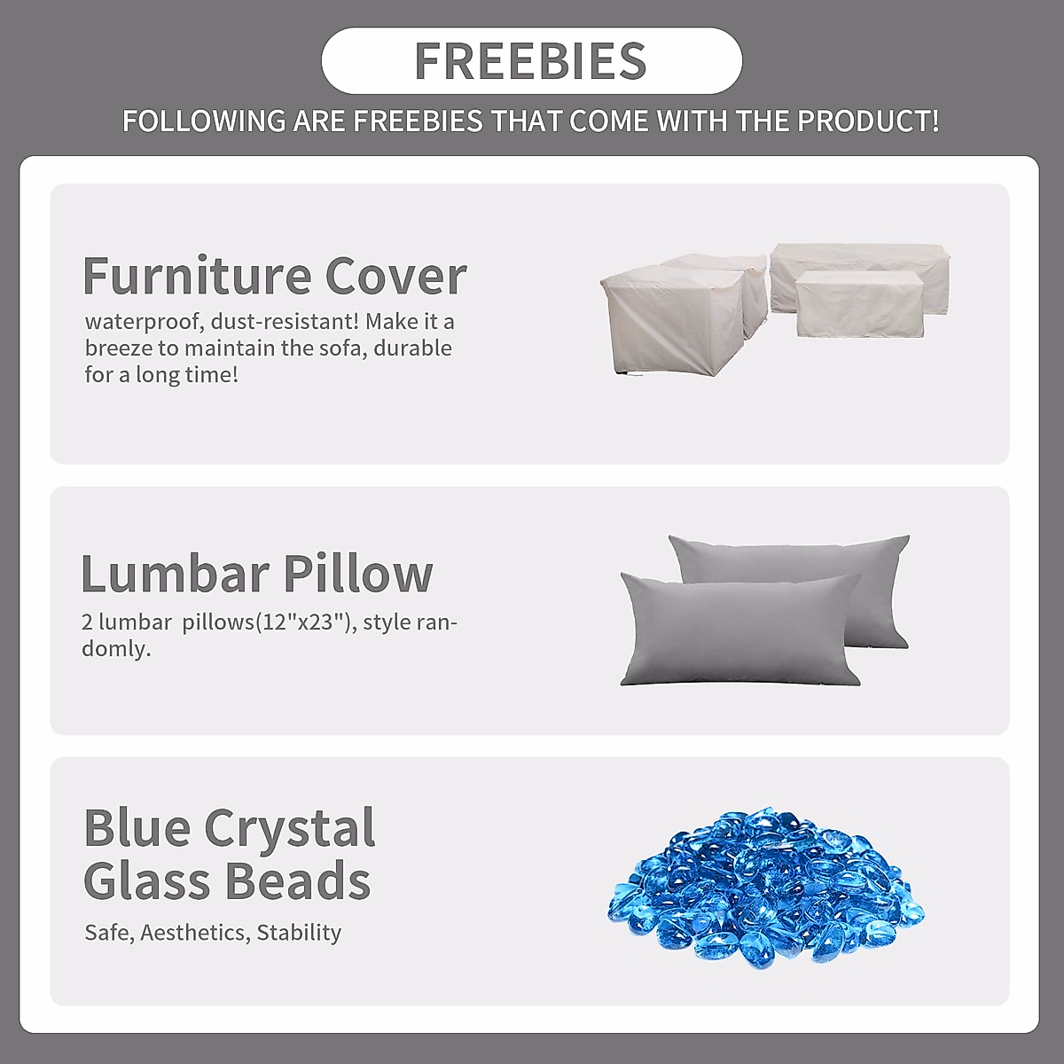 Rattaner Patio Furniture Set 4 Pieces Outdoor Furniture Sets Patio Couch Outdoor Chairs 42 Inches Propane Fire Pit Table with Anti-Slip Cushions and Waterproof Covers, Light Grey