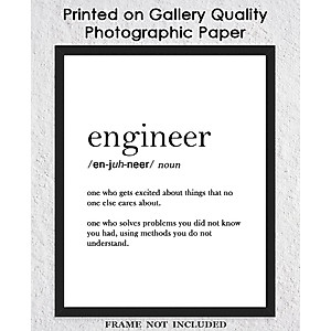 Engineer Funny Definition: 8x10 Unframed Chic, Boho & Modern Typography Wall Art Poster Print for Office, Classroom, Dorm & Bedroom Decor - Creative Idea for Engineers & Engineering Students