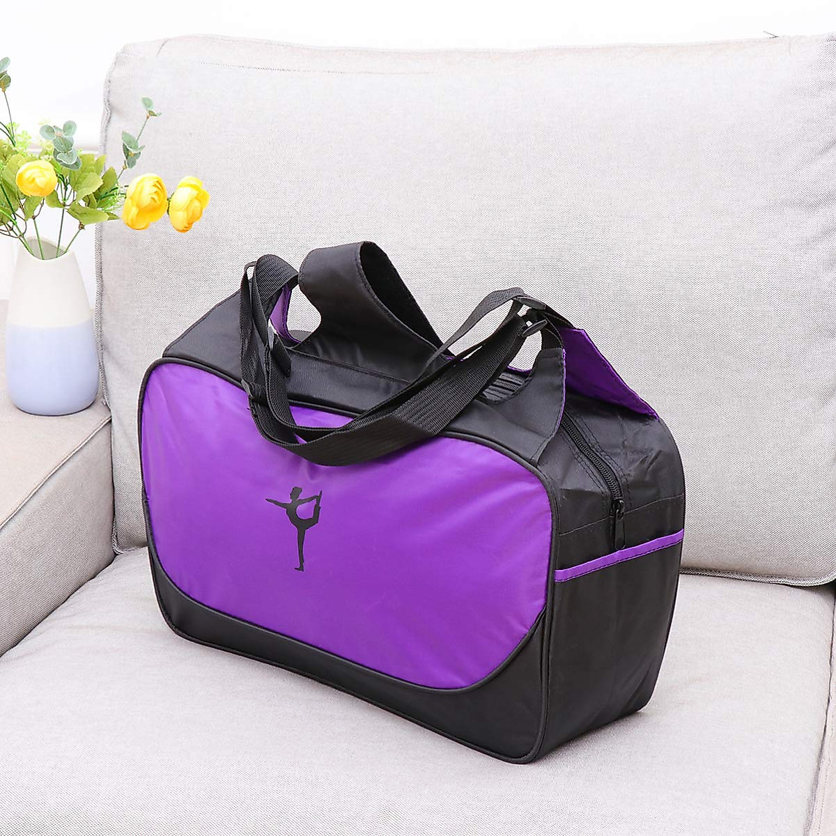 Garneck Yoga Nylon Large Yoga Mat Tote Sling Multi Purpose Shoulder Bag Gym Bag with Yoga Mat Holder for Traveling Shopping Yoga(Purple)