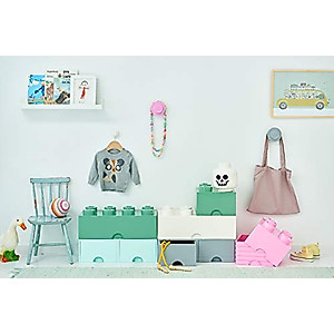 Room Copenhagen LEGO Brick Drawer, 8 Knobs, 2 Drawers, Stackable Storage Box, White