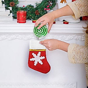 Amytalk 24 Pack Christmas Mini Stockings Tableware Holders Christmas Socks Decorations Spoon Fork Bag Candy Pouch Bag for Xmas Party Tree Dinner Table Home Ornaments