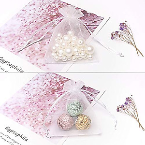 Akstore 50Pcs 3.15"x4"(8x10cm) Sheer Drawstring Organza Jewelry Pouches Wedding Party Christmas Favor Gift Bags (White, 3.15x4)