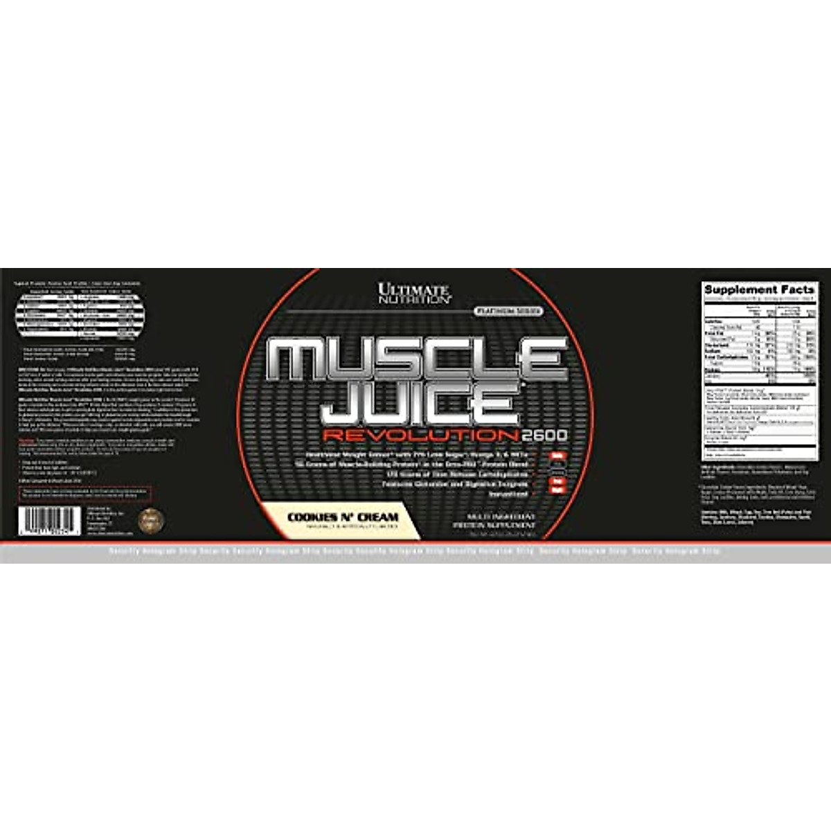 Ultimate Nutrition Muscle Juice Revolution Weight and Lean Muscle Mass Gainer Protein Powder with Glutamine, Micellar Casein and Time Release Complex Carbohydrates, Cookies N Cream, 4.69 Pounds