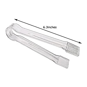8 Pcs Plastic Buffet Serving Tongs, Clear Kitchen Tongs 6.3 Inch Small Ice Tongs for Tea and Coffee Party Catering Appetizers Salad Desserts Sandwich